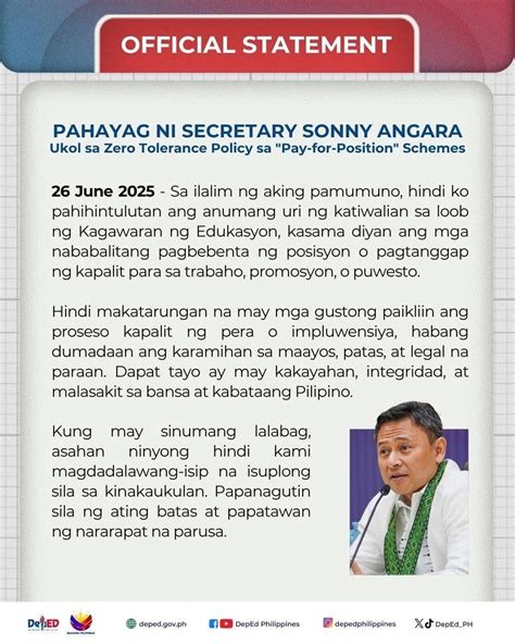 Deped Denounces Corruption In Appointments Promotions The Voice