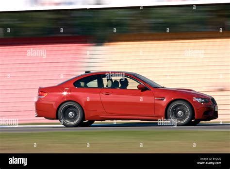 Bmw M3 Coupe Model Year 2007 Red Driving Side View Test Track
