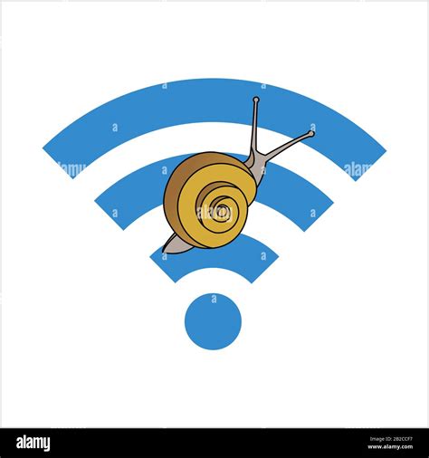 Snail On The Wi Fi Sign Slow Internet Speed Symbol Of Slowness