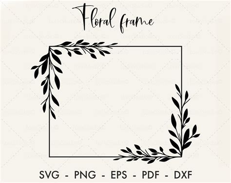 Floral Frame Svg Rectangle Frame Svg Wedding Frame Svg Leaves Frame Svg