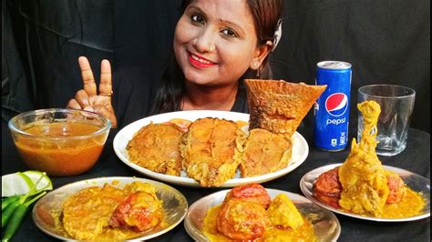 Asmr Eating Delicious 🤤 Oily Fish Curry Chicken Leg Curry And Egg