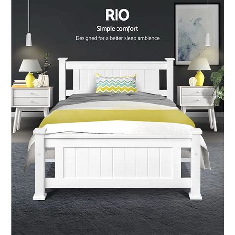 Artiss Bed Frame King Single Size Wooden White Kmart
