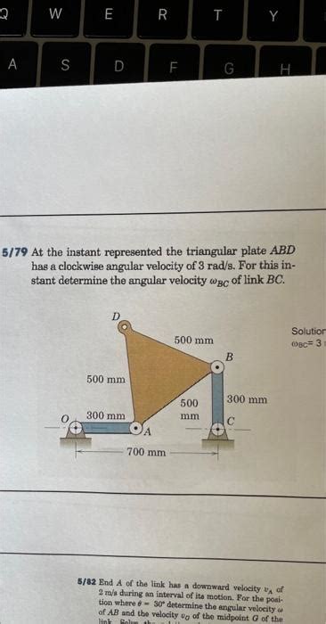 Solved 5 79 At The Instant Represented The Triangular Plate Chegg