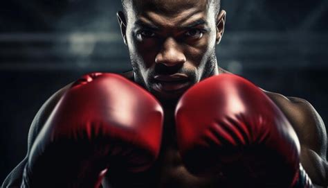 Premium Ai Image Boxer In Action Young Confident African American Boxer Standing In Pose And