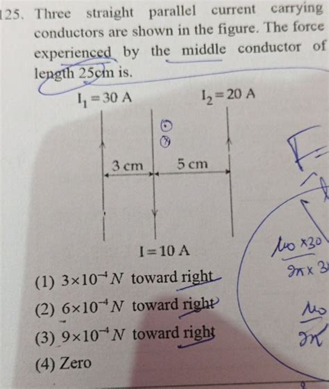 Three Straight Parallel Current Carrying Conductors Are Shown In The Figu
