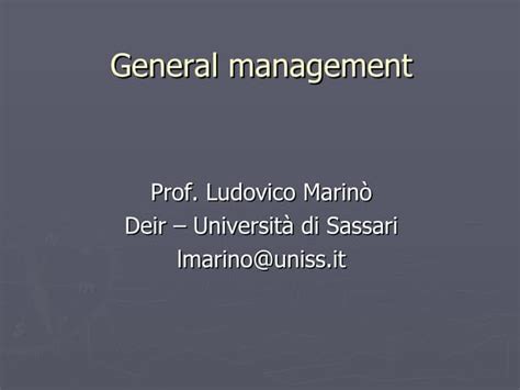 General Management E Pianificazione Strategica Ppt