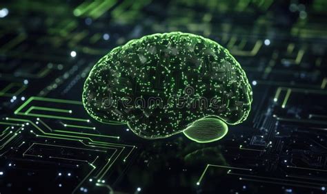 Digital Brain Illustration with Circuit Patterns Representing ...