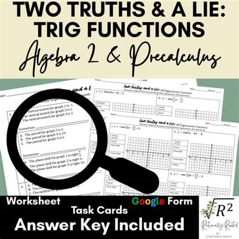 Graphing Trig Functions Review Worksheet Digital Form Task Card Precalculus