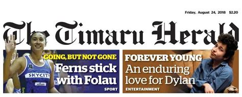 The Timaru Herald Bob Dylan Front Cover