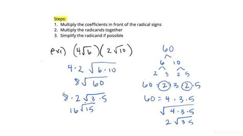 How To Solve Square Root Multiplication Algebra Study Com