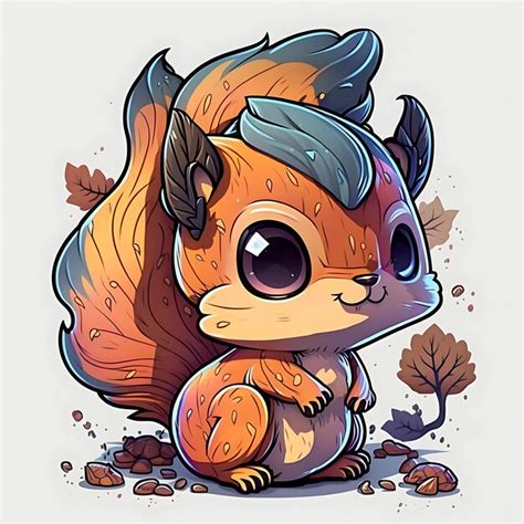 Premium Photo Kawaii Squirrel Digital Art Style