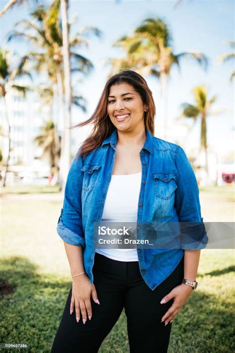 Portrait Of Plus Size Latina Woman In Usa Colombian Woman Living In