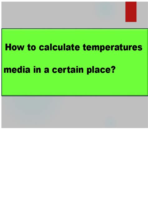 Calculation Formulas Temperature And Precipitation Pdf