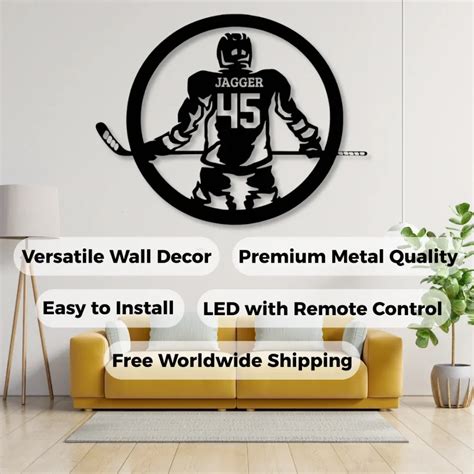 Round Hockey Jersey Metal Wall Art Custom Name And Number