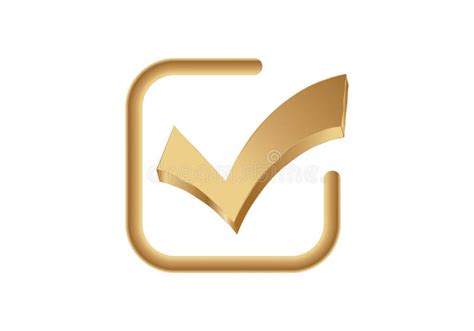 Golden Checkbox Icon With Bold Check Mark Stock Vector Illustration