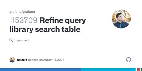 Refine Query Library Search Table · Issue 53709 · Grafanagrafana · Github