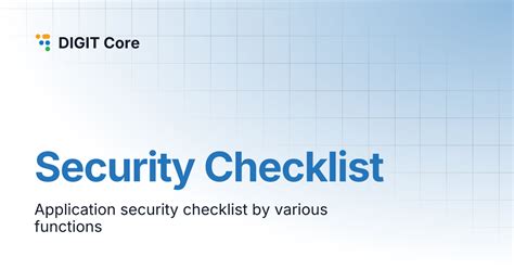 Security Checklist Digit Core