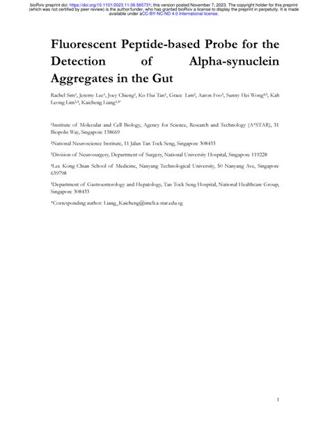 Pdf Fluorescent Peptide Based Probe For The Detection Of Alpha