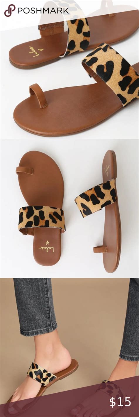 Lulus Tessa Leopard Calf Hair Toe Loop Sandals
