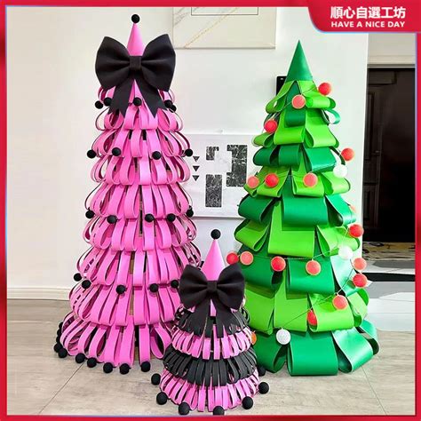 小聖誕樹 手作聖誕樹 聖誕樹diy 聖誕節diy 3d紙模型 圣誕樹diy粉色卡紙材料包自制裝飾品圣誕節家用創意場景布置 蝦皮購物