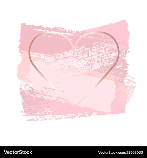 Nude Pink Brush Strokes In Golden Frame Frame In Vector Image