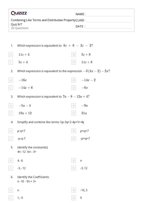 50 Distributive Property Worksheets For 12th Year On Quizizz Free And Printable