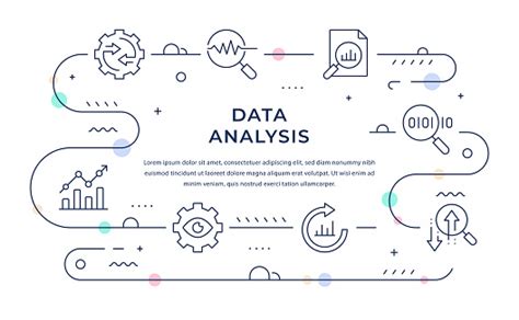 Data Analysis Web Banner Design With Line Icons Stock Illustration
