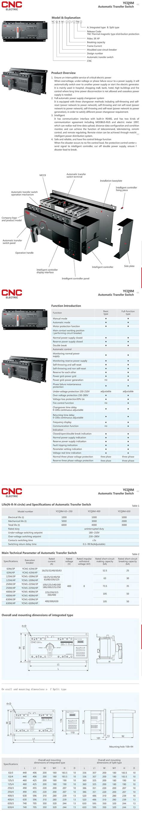 400v Ac Automatic Transfer Switch Dual Power 400a 3p Ats High