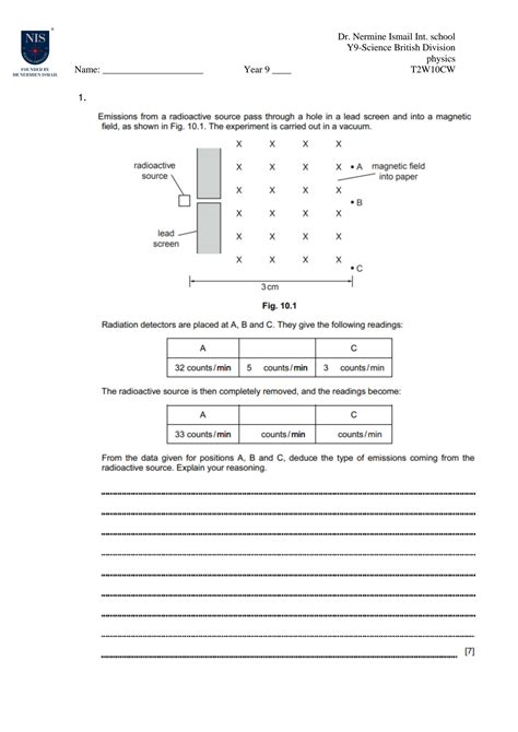 Solution Physics Cambridge Pre Igcse Core 0625 Radioactivity Worksheet