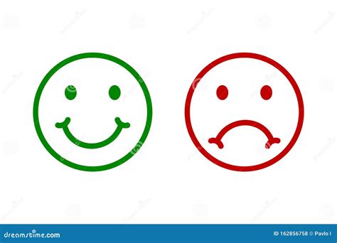 Happy And Sad Emoji Smiley Faces Line Icon Cartoon Emoticons Signs â