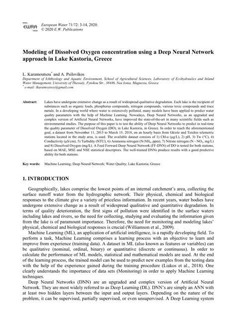 Pdf Modeling Of Dissolved Oxygen Concentration Using A Deep Neural