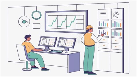 Engineer Control Room System Oversight Technical Monitoring And Data Management Vector