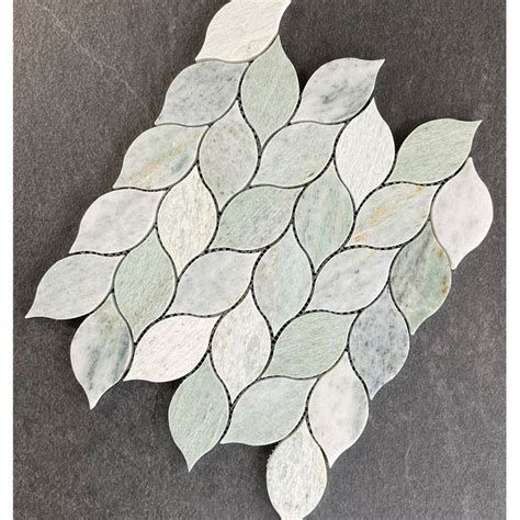 4 X 2 Ming Green Leaf Pattern Marble Novelty Mosaic Tile Mosaic