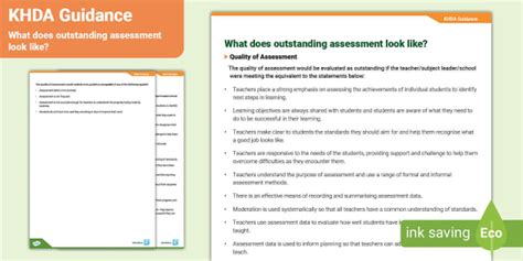 Khda Guidance What Does Outstanding Assessment Look Like
