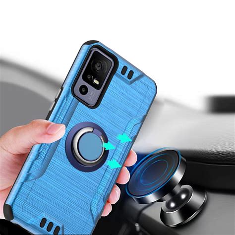 For Tcl 40 Xe 5g Ultra Strong Hybrid With Ring Stand Cover Case Blue