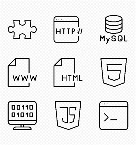 Set Of Computer Programming Coding Black Icons