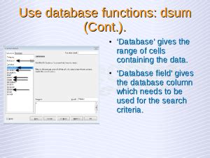 Advanced Spreadsheets Database Functions