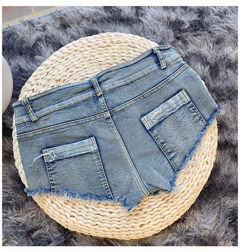 Sexy Low Waist Denim Jeans Shorts For Women With Splicing And Hole
