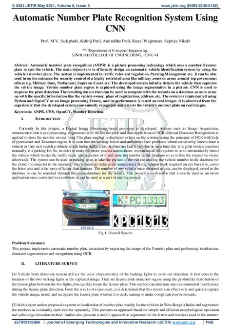 Pdf Automatic Number Plate Recognition System Using Cnn