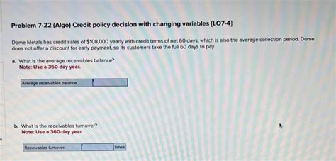 solved problem 7 22 algo credit policy decision with