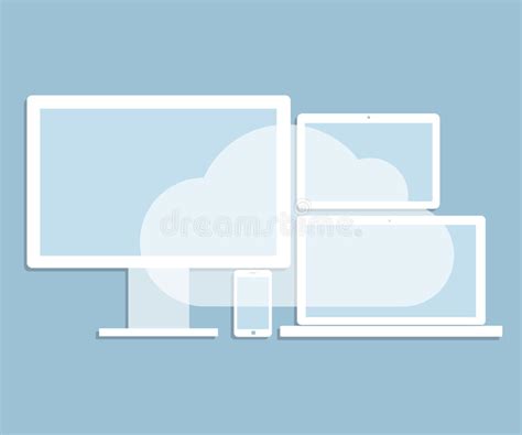 Cloud Computing Network Connected All Devices Stock Vector