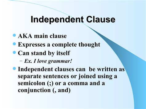 Dependent And Subordinate Clauses Ppt