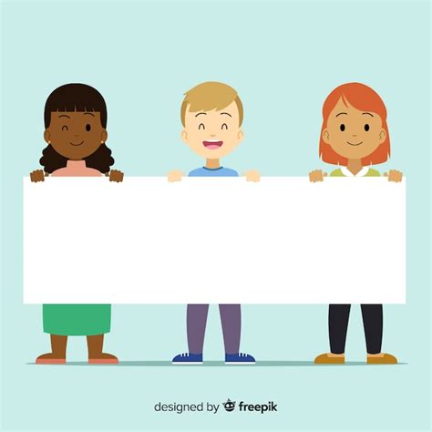 Free Vector People Holding Banner