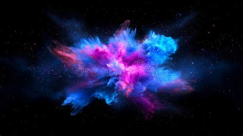 Futuristic Cosmic Explosion With Neon Blue And Magenta Plasma Clouds In