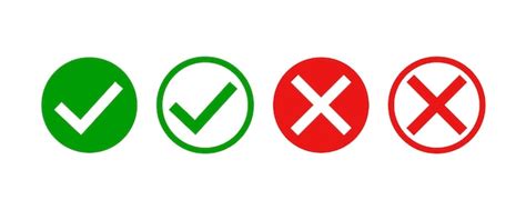Marca De Verificación E Icono De Marca X Marca De Verificación Verde Y