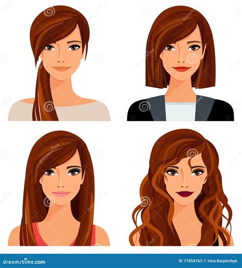Different Hairstyles Vector Illustrated Set Woman Hairdo Concept