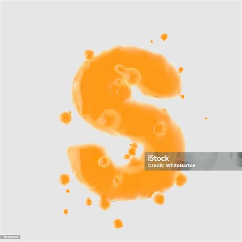3d 字母 S 大寫橙色果汁字體與下降隔離在白色背景 照片檔及更多 健康的生活方式 照片 健康的生活方式 健康飲食 光 Istock