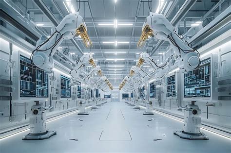 Advanced Robotic Testing Facility With Futuristic Holographic Data