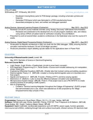 Matthew Getz Resume Pdf
