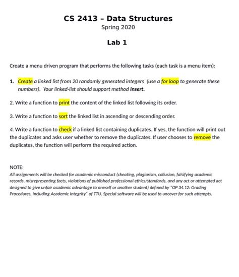 Solved Cs 2413 Data Structures Spring 2020 Lab 1 Create A